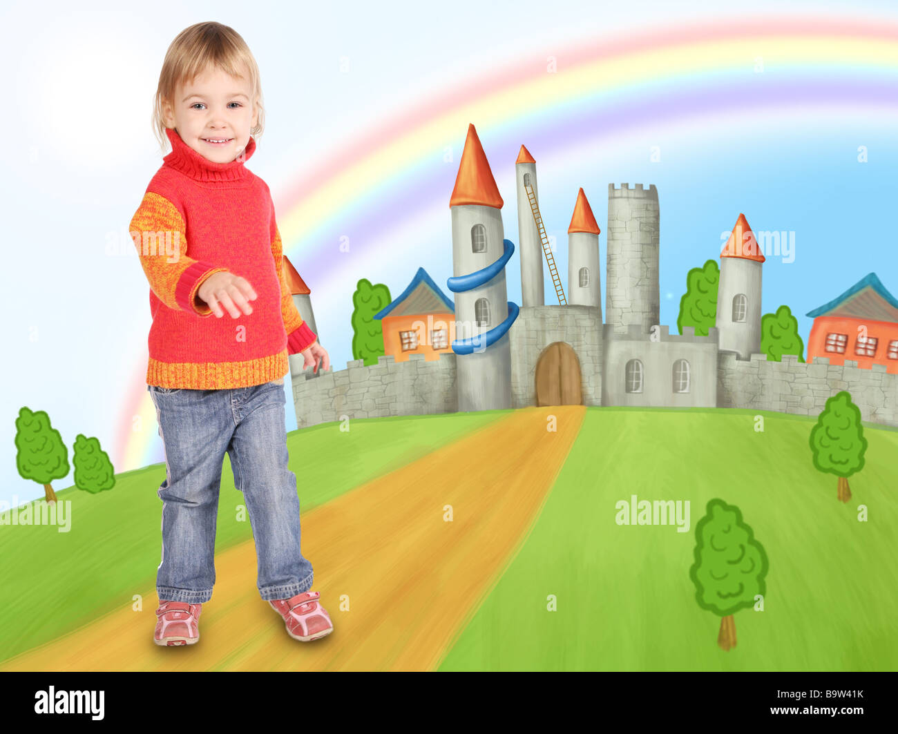 little girl and castle Stock Photo - Alamy
