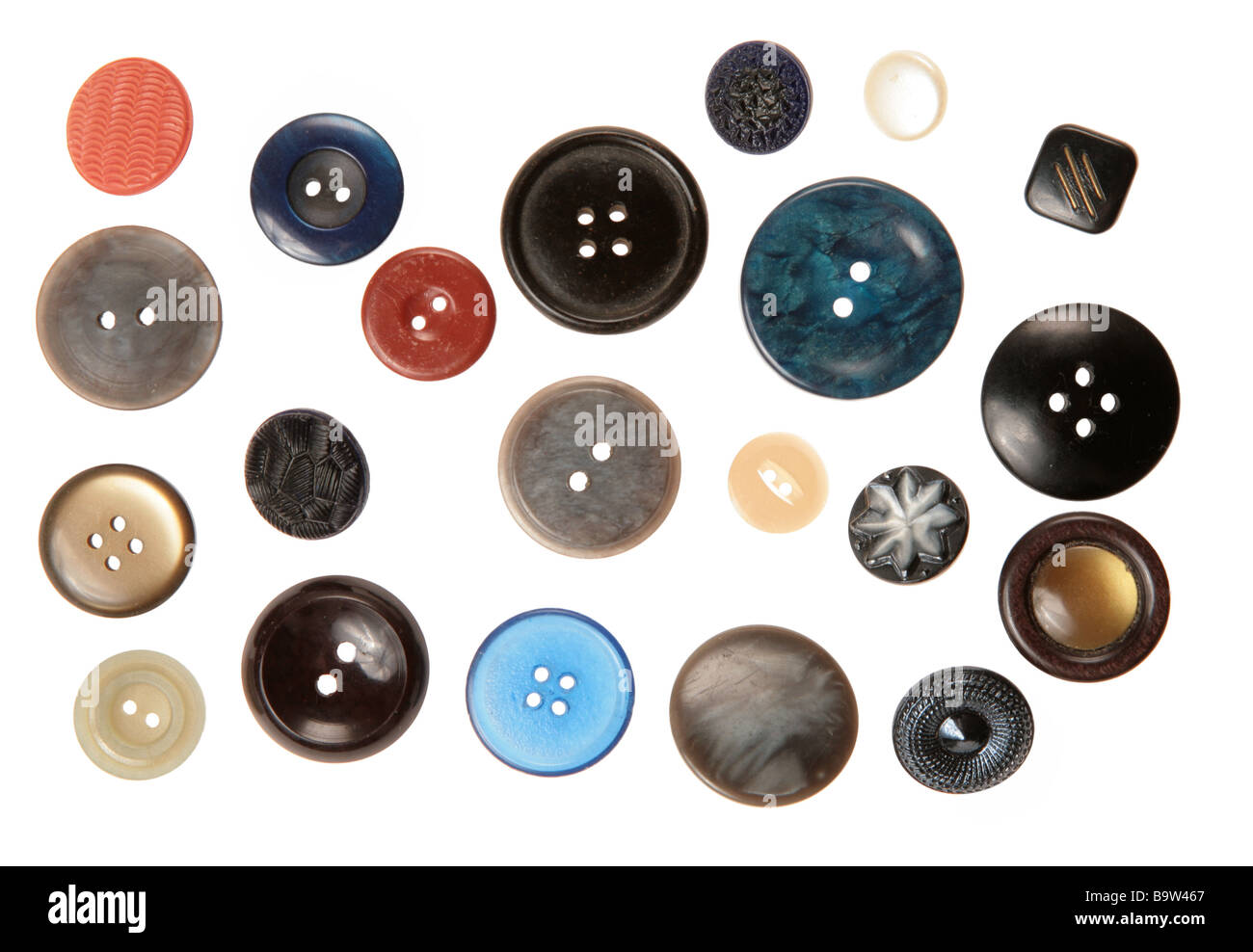 many buttons isolated on white Stock Photo - Alamy