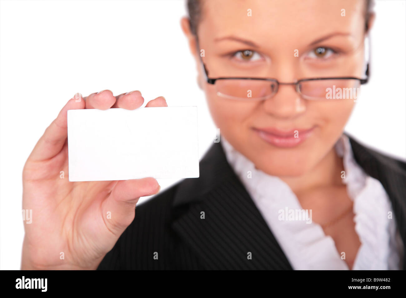 beautiful woman with card for text Stock Photo - Alamy