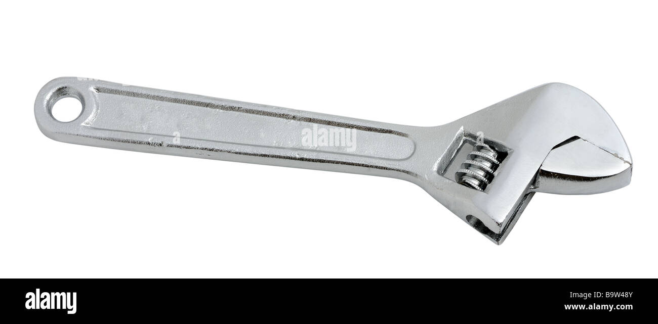 Adjustable spanner isolated on white background Stock Photo - Alamy