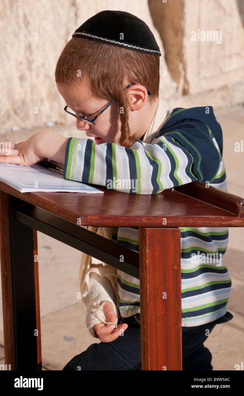 Israel Jerusalem Old City Western wall portrait of young red haired ...