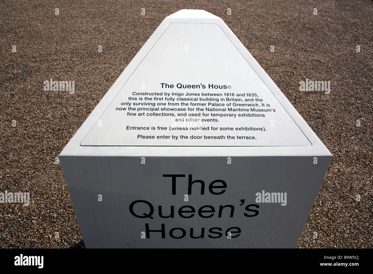 Sign at The Queen's House, Greenwich, London Stock Photo - Alamy