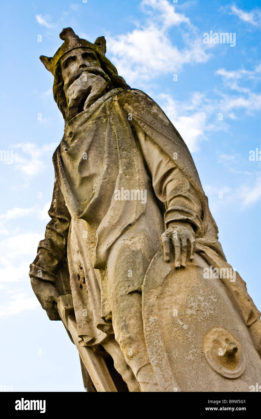 The statue of King Alfred the Great in the centre of the village of ...