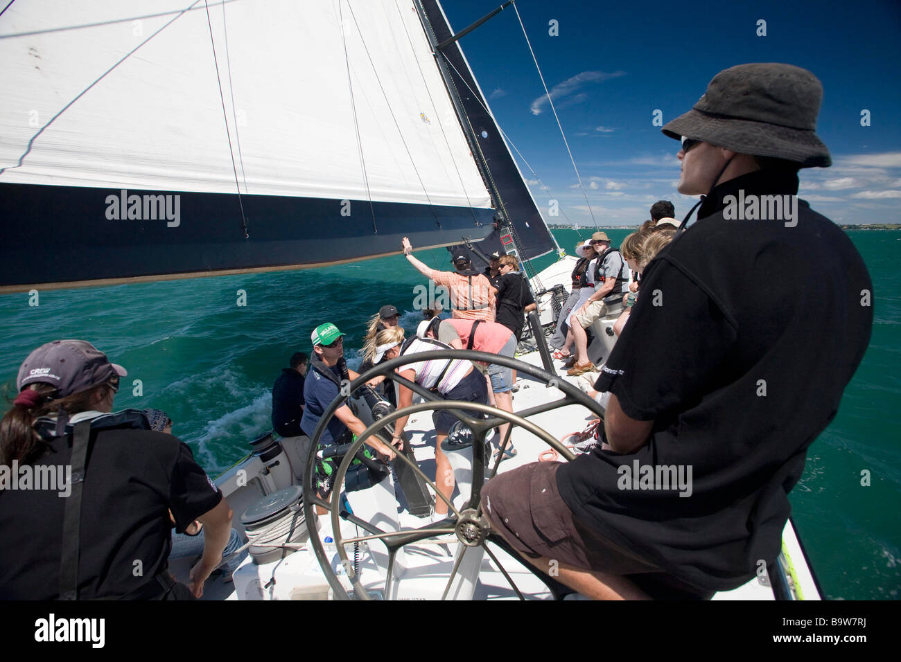 Race cup sailing boat, New Zealand Stock Photo - Alamy