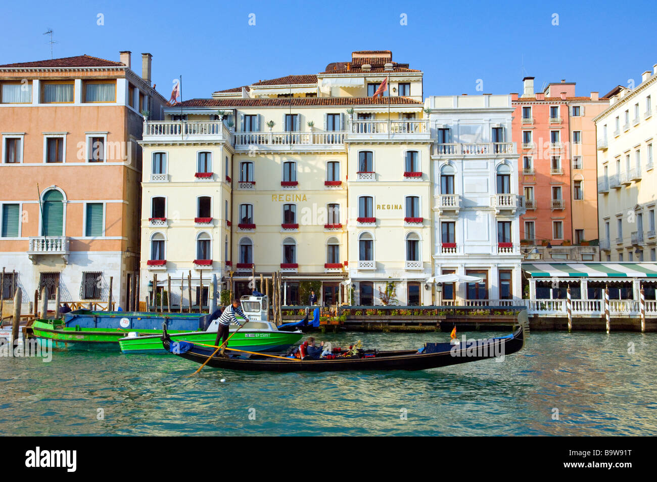 The Grand Canal of Venice Italy with Venetian architecture boats and ...