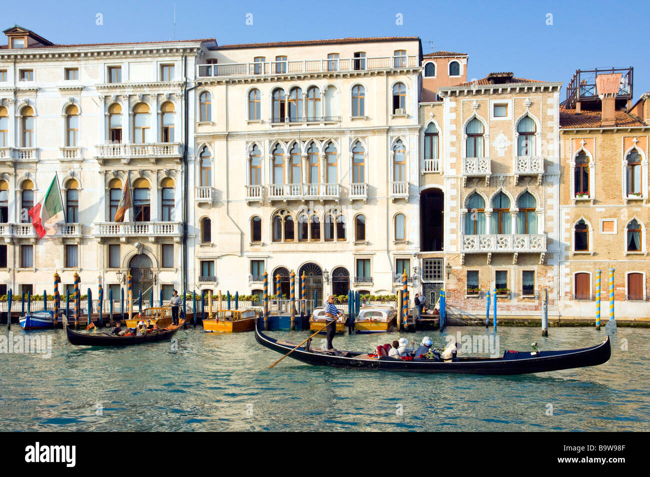 The Grand Canal of Venice Italy with Venetian architecture boats and ...