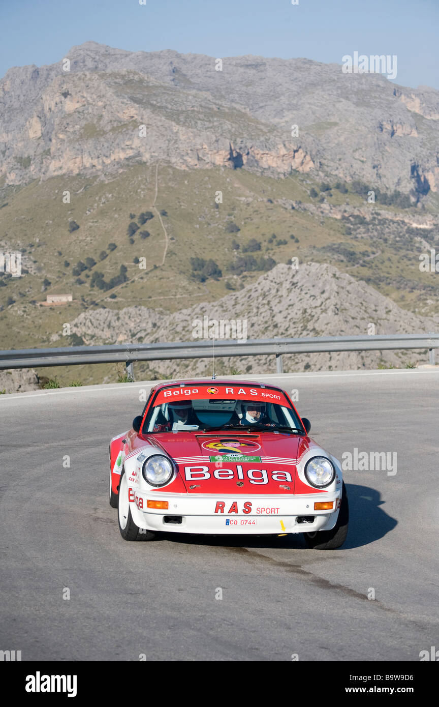 Red 1984 Porsche 911 sc rs sports car racing in the classic car rally ...