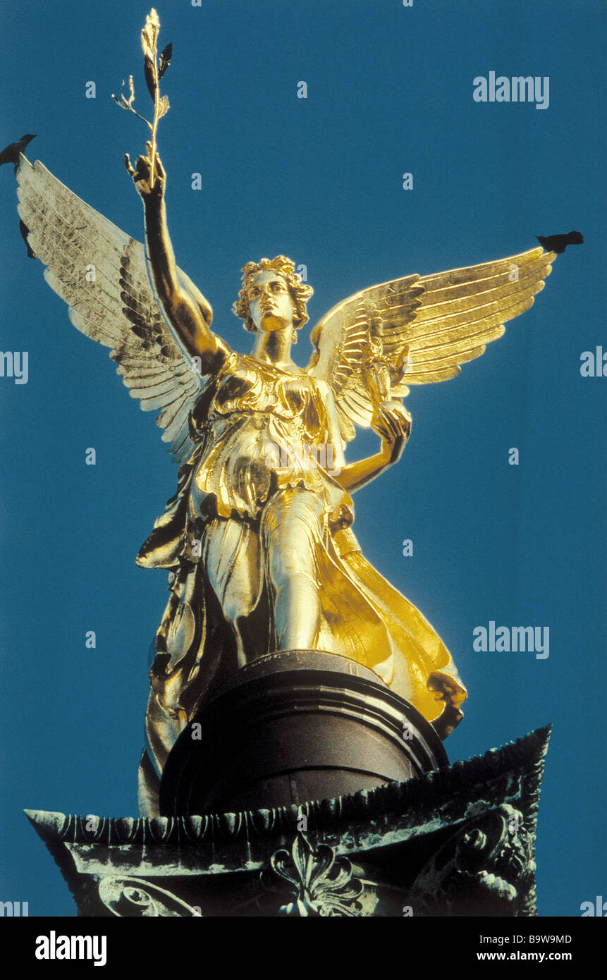 outside bavaria bronze figure monuments germany angel erect women ...