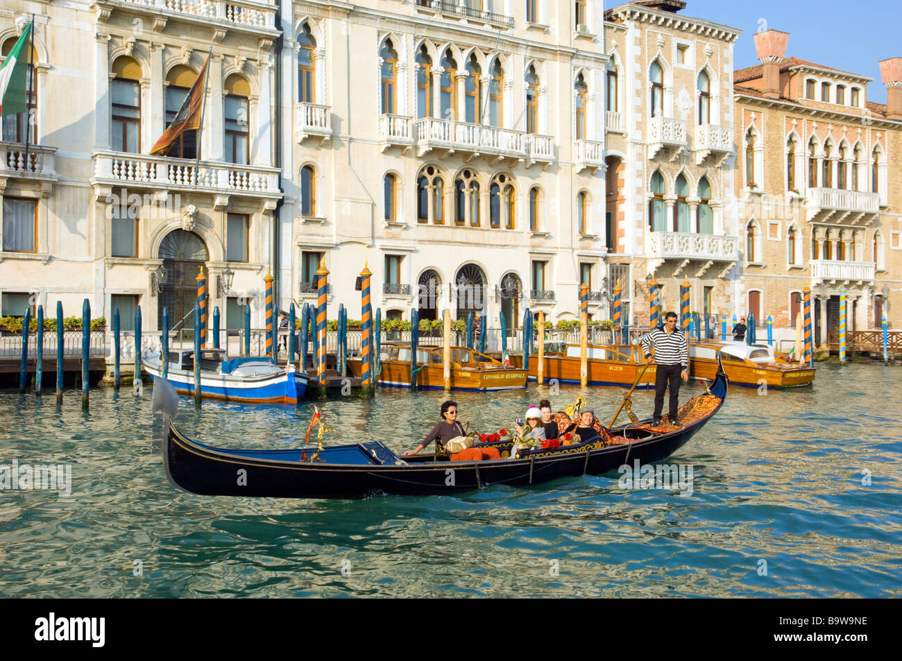 The Grand Canal of Venice Italy with Venetian architecture boats and ...