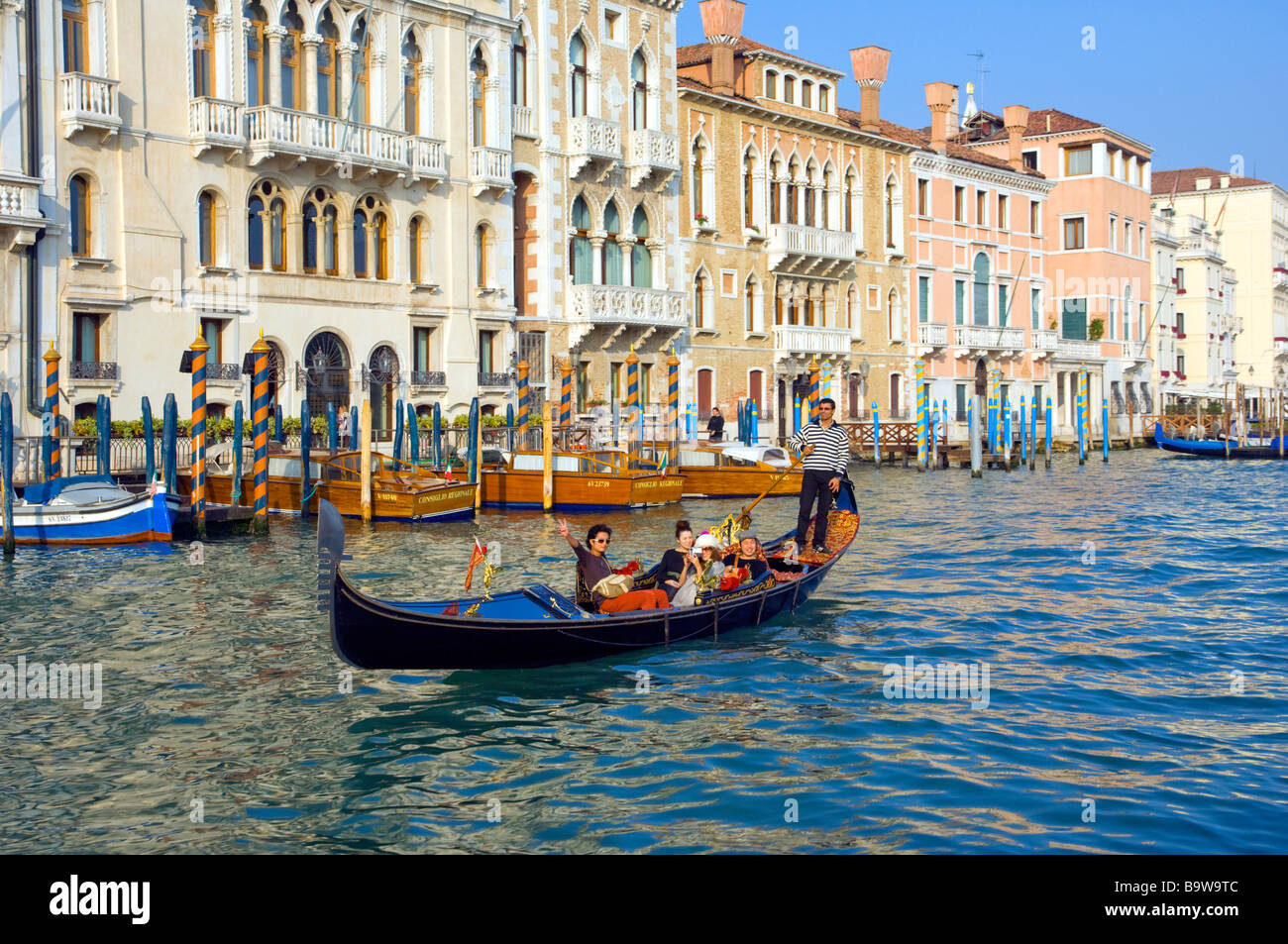 The Grand Canal of Venice Italy with Venetian architecture boats and ...