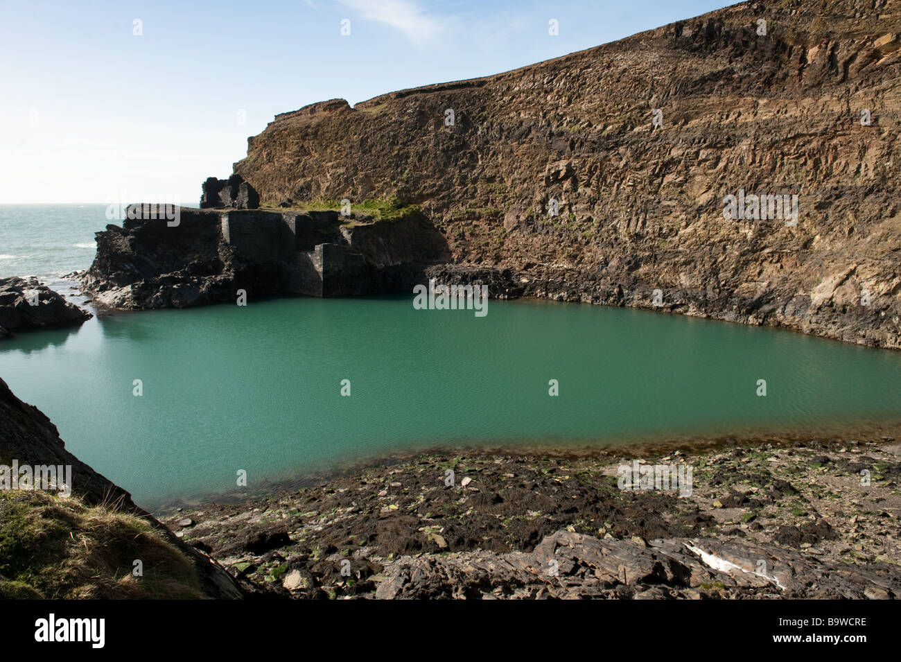 The Blue Lagoon an old flooded slate quarry at Abereiddy Pembrokeshire ...