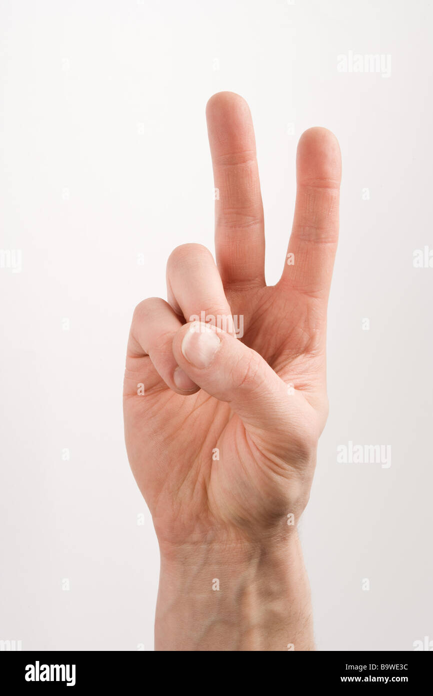 Hand peace zeichen hi-res stock photography and images - Alamy