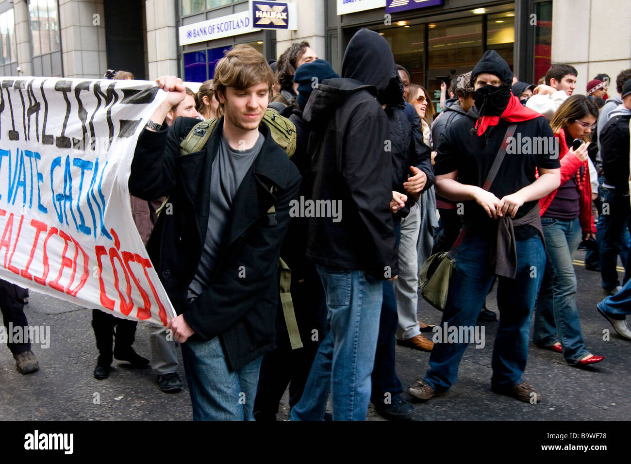 Protesters at G20 protest. 1/4/2009 Stock Photo - Alamy