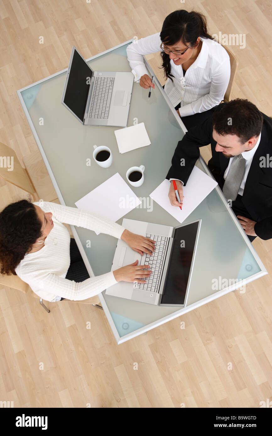 Overhead view of business meeting Stock Photo - Alamy