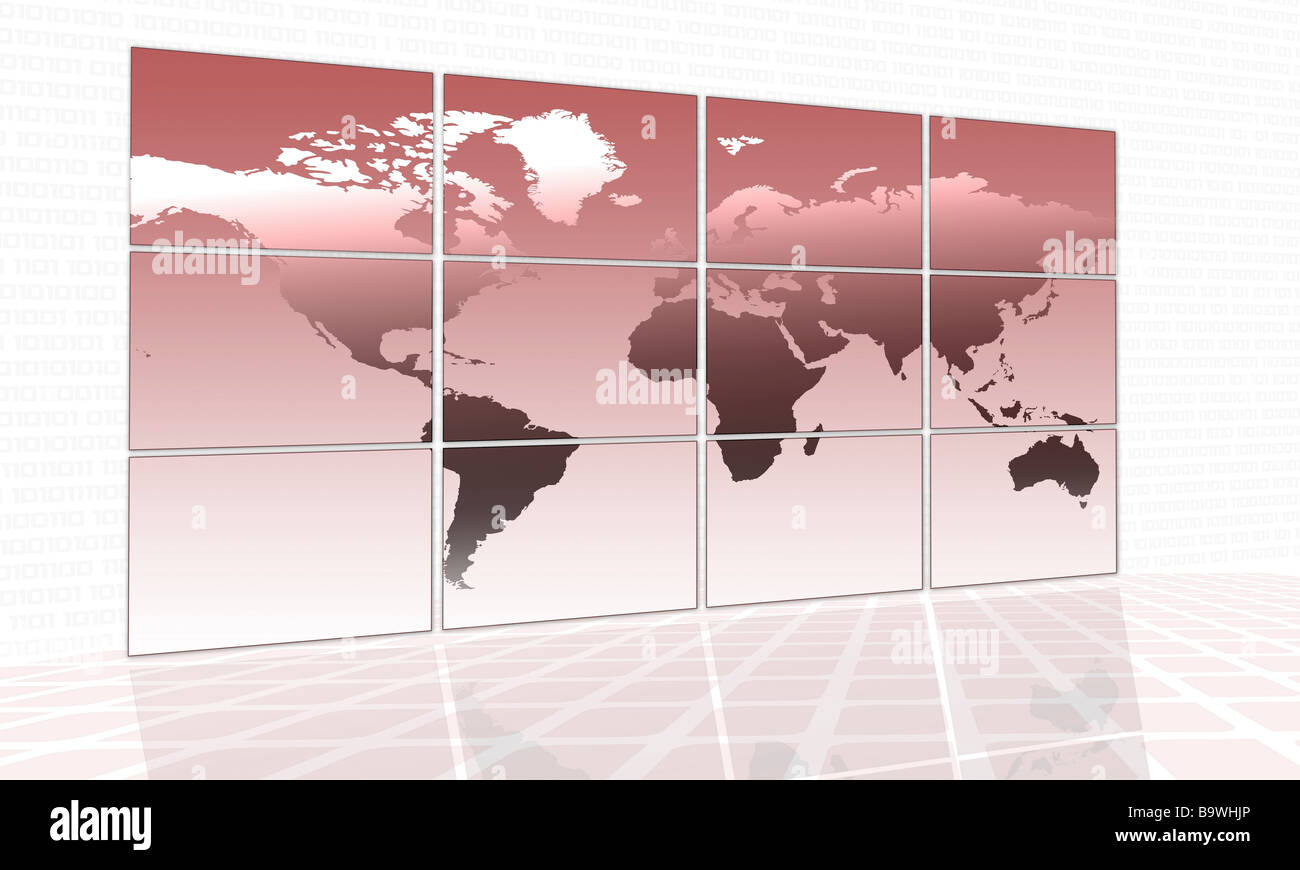 World map on a big screen Stock Photo - Alamy