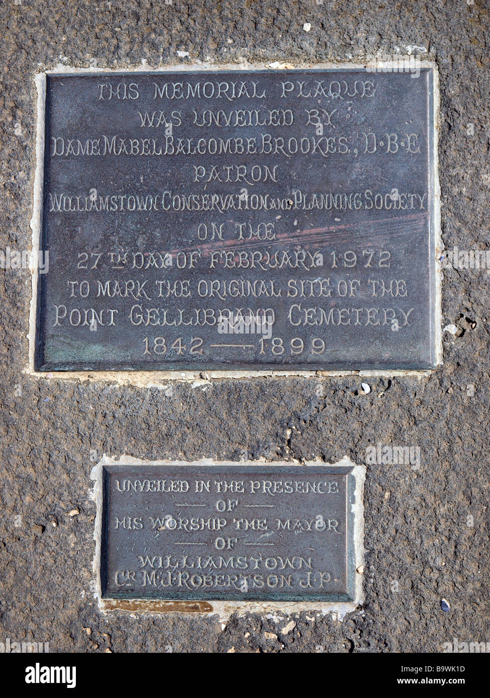 MEMORIAL PLAQUE POINT GELLIBRAND CEMETARY WILLIAMSTOWN VICTORIA ...