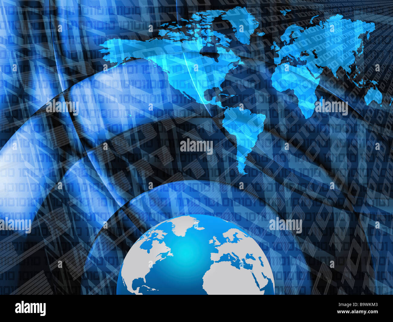 Abstract digital background with globe and world map Stock Photo - Alamy