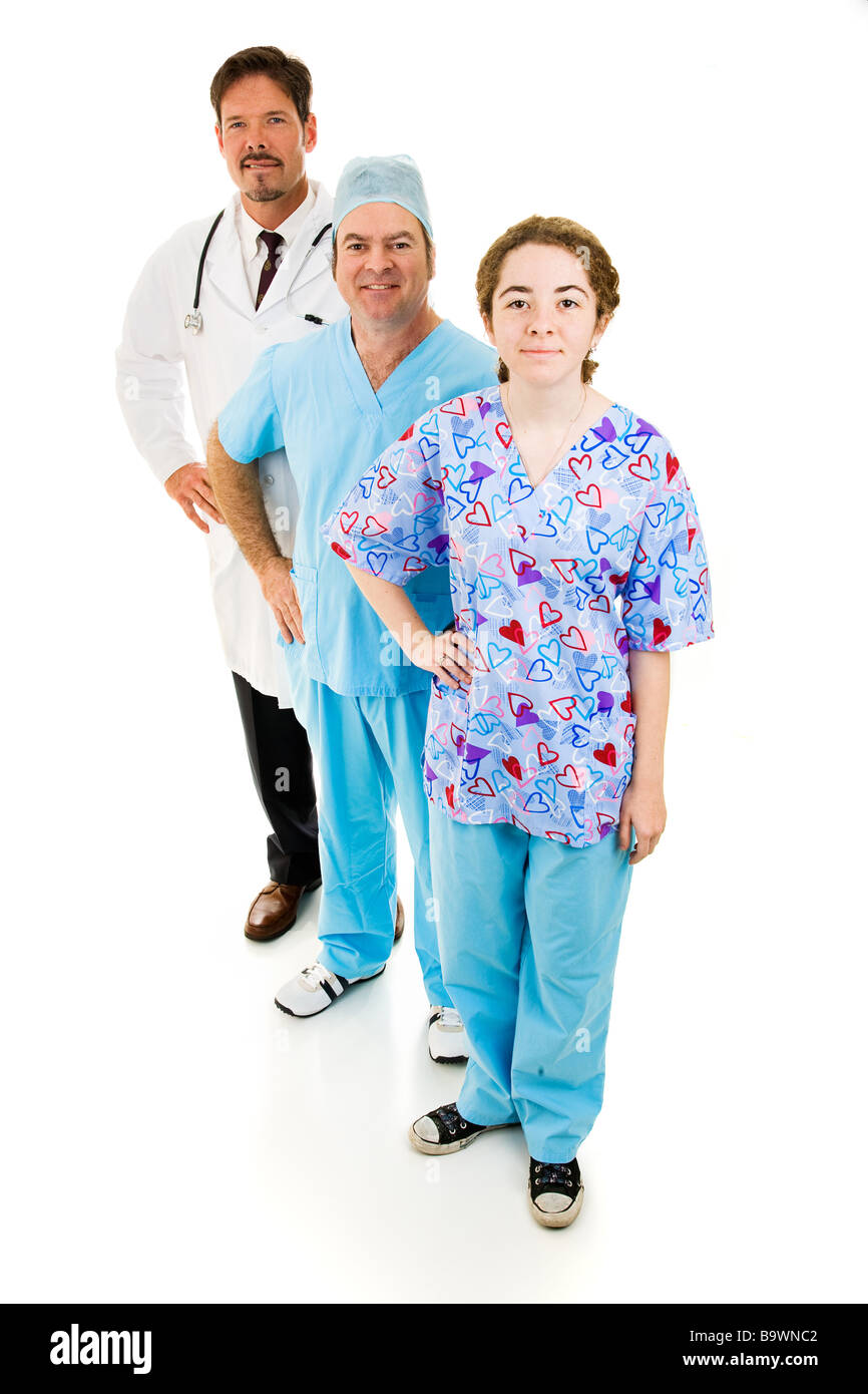 Friendly hospital medical staff doctor surgeon nurse Full body isolated ...