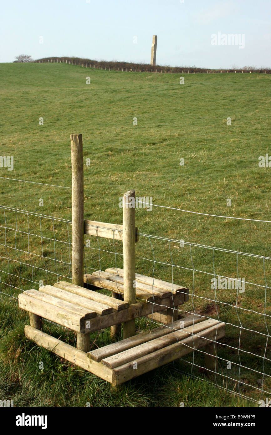 Wooden stile in field delamont hi-res stock photography and images - Alamy