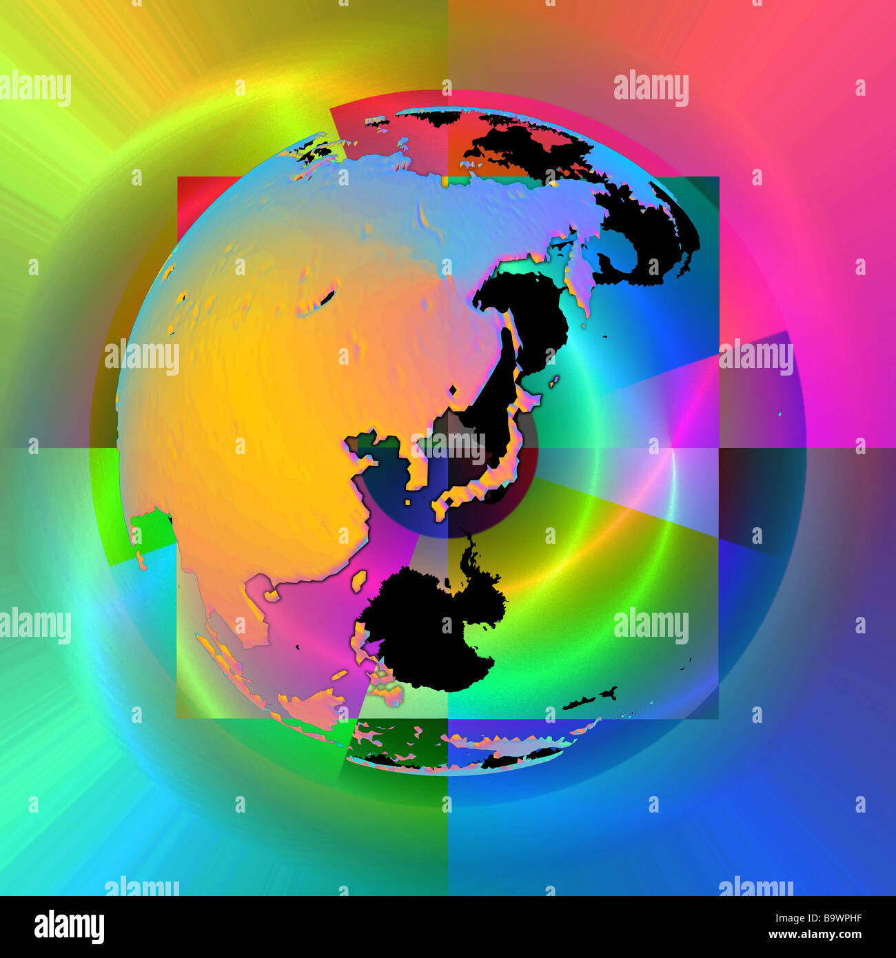 Globe map centered on asia hi-res stock photography and images - Alamy