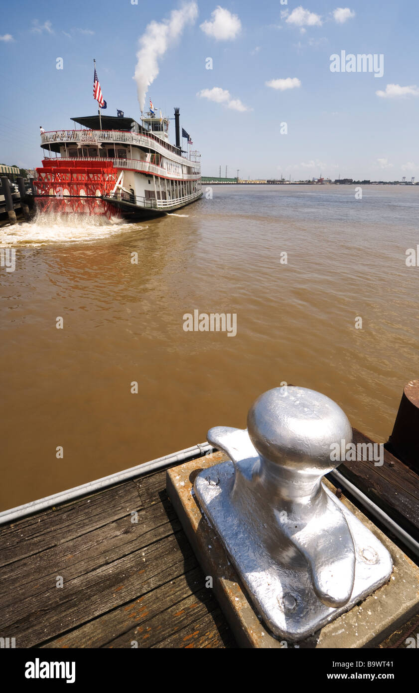 The iconic view of steamboat on the Missisippi River in New Orleans ...