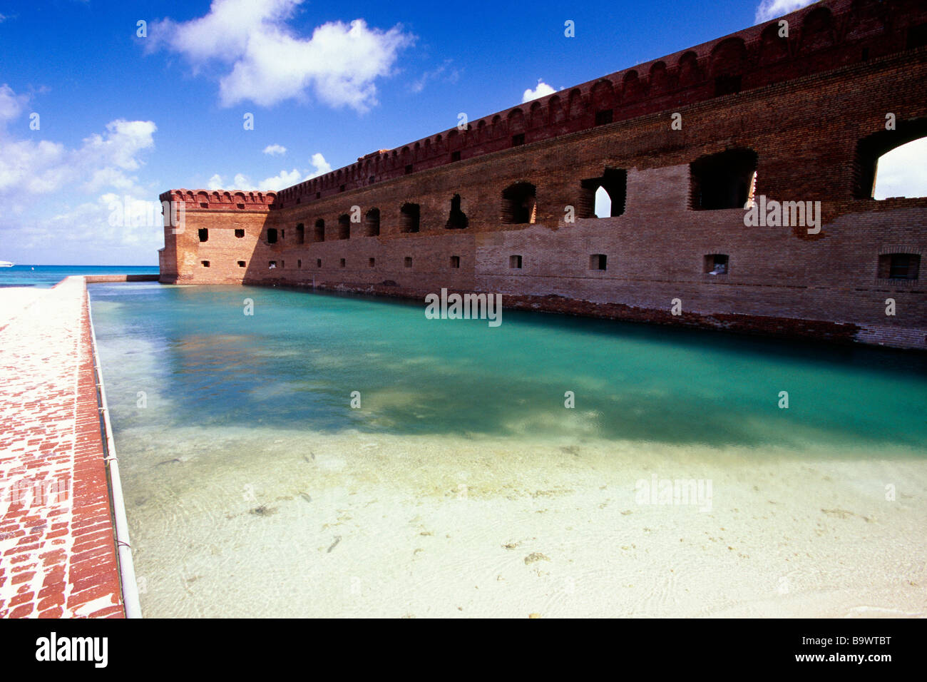 View of the Walls and Moat of a Brick Fort Fort Jefferson Dry Tortugas ...