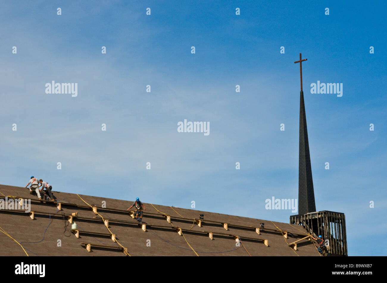 Restauration of Church Iles de la Madeleine Quebec Stock Photo - Alamy