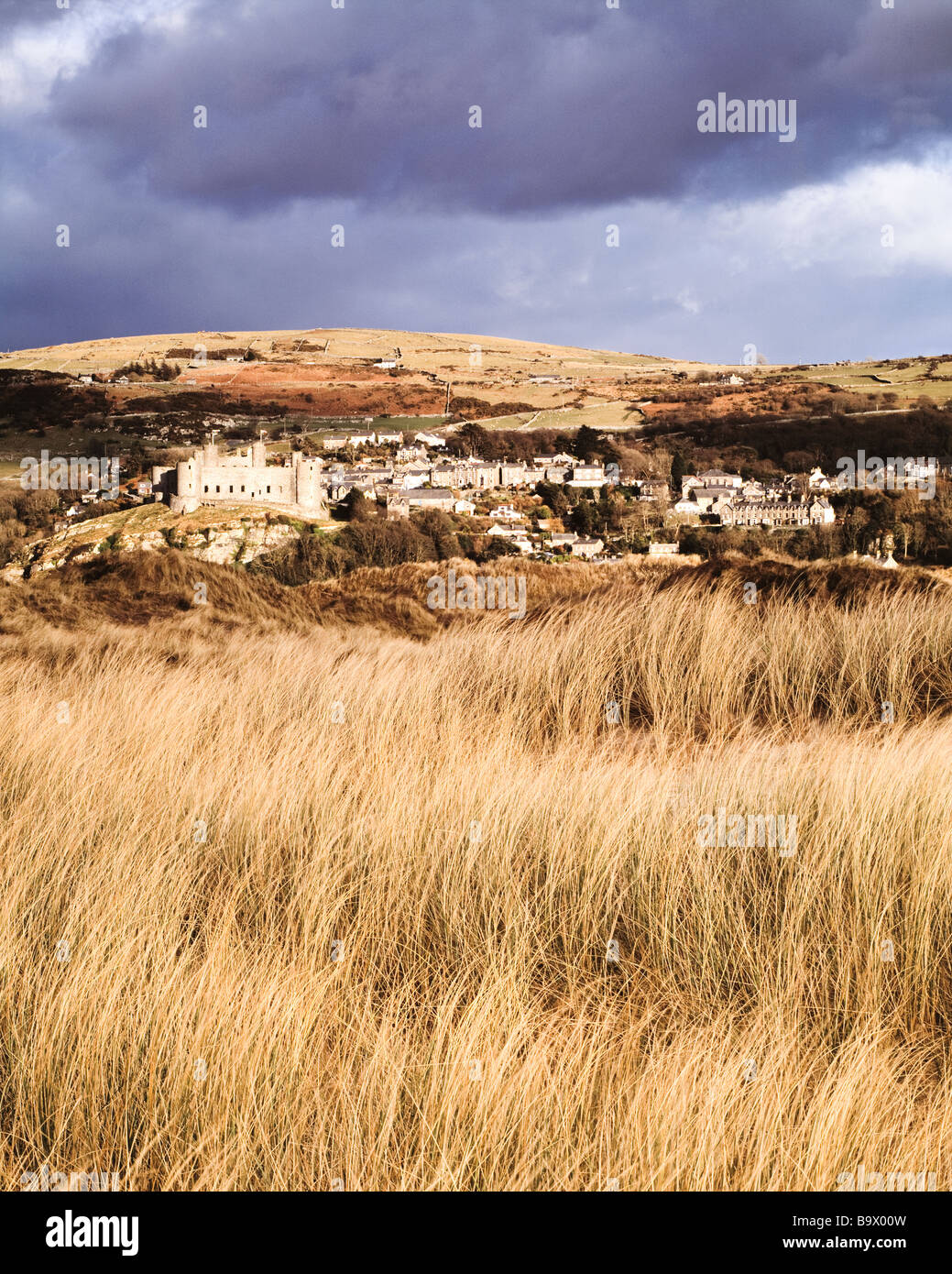 Harlech castle and town. Snowdonia National Park. Wales Stock Photo - Alamy