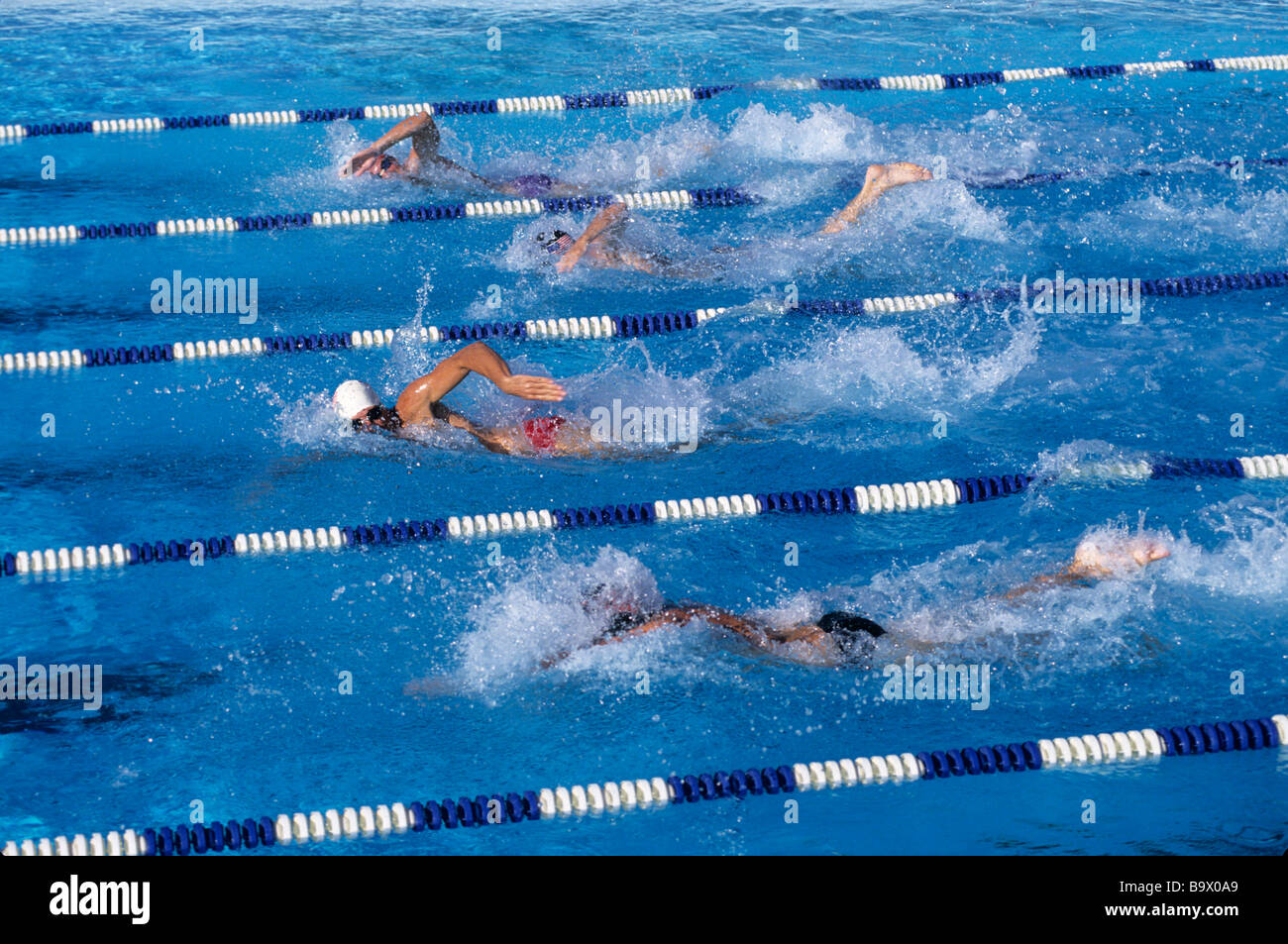 Swimmers racing in pool hi-res stock photography and images - Alamy