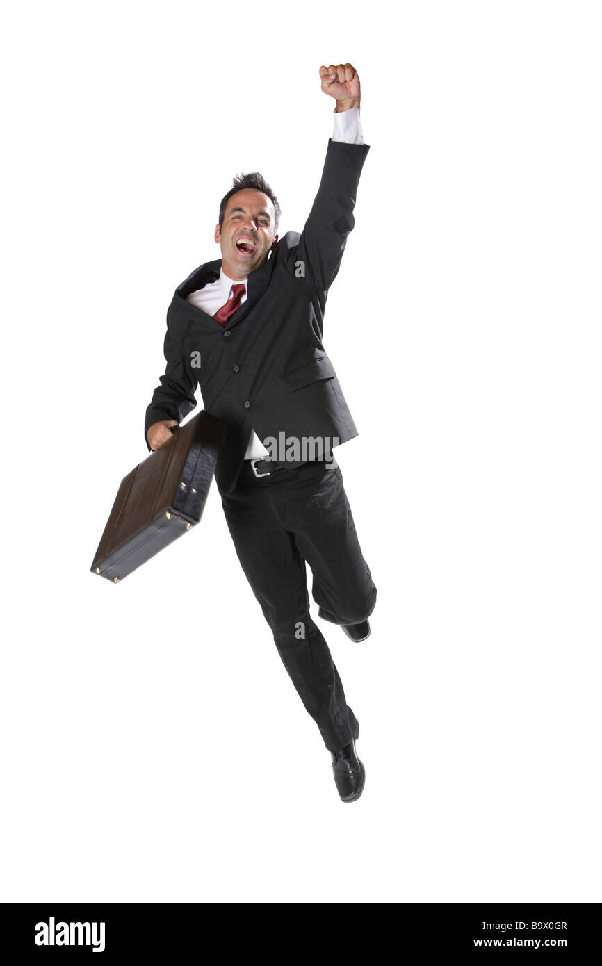 Happy high jump businessman Cut Out Stock Images & Pictures - Alamy