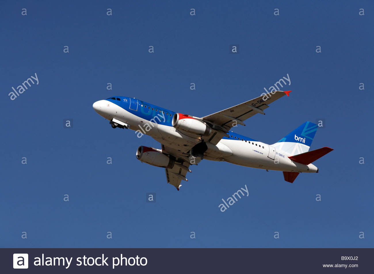 BMI Airbus flight shortly after takeoff Stock Photo - Alamy