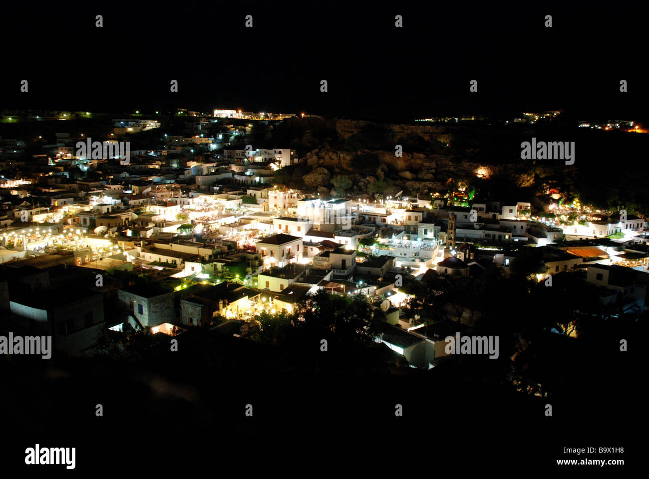 Lindos rhodes night hi-res stock photography and images - Alamy