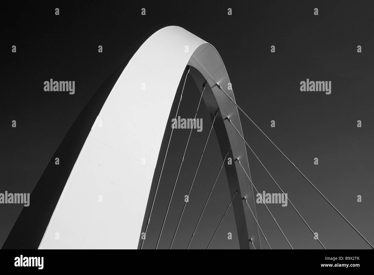 An architectural detail of the Clyde Arc Bridge, a suspension bridge ...