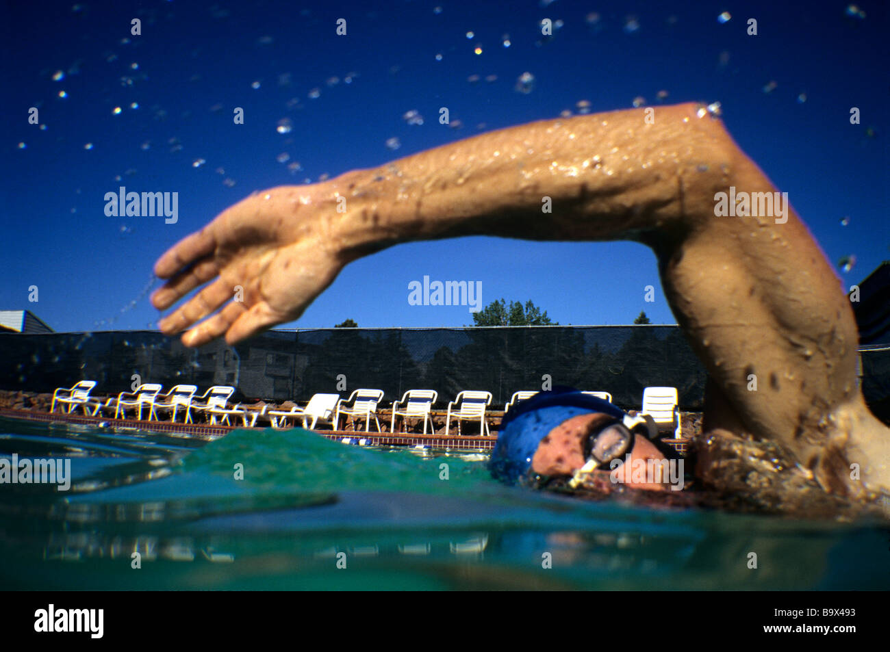 Male swimmers doing laps in pool hi-res stock photography and images ...