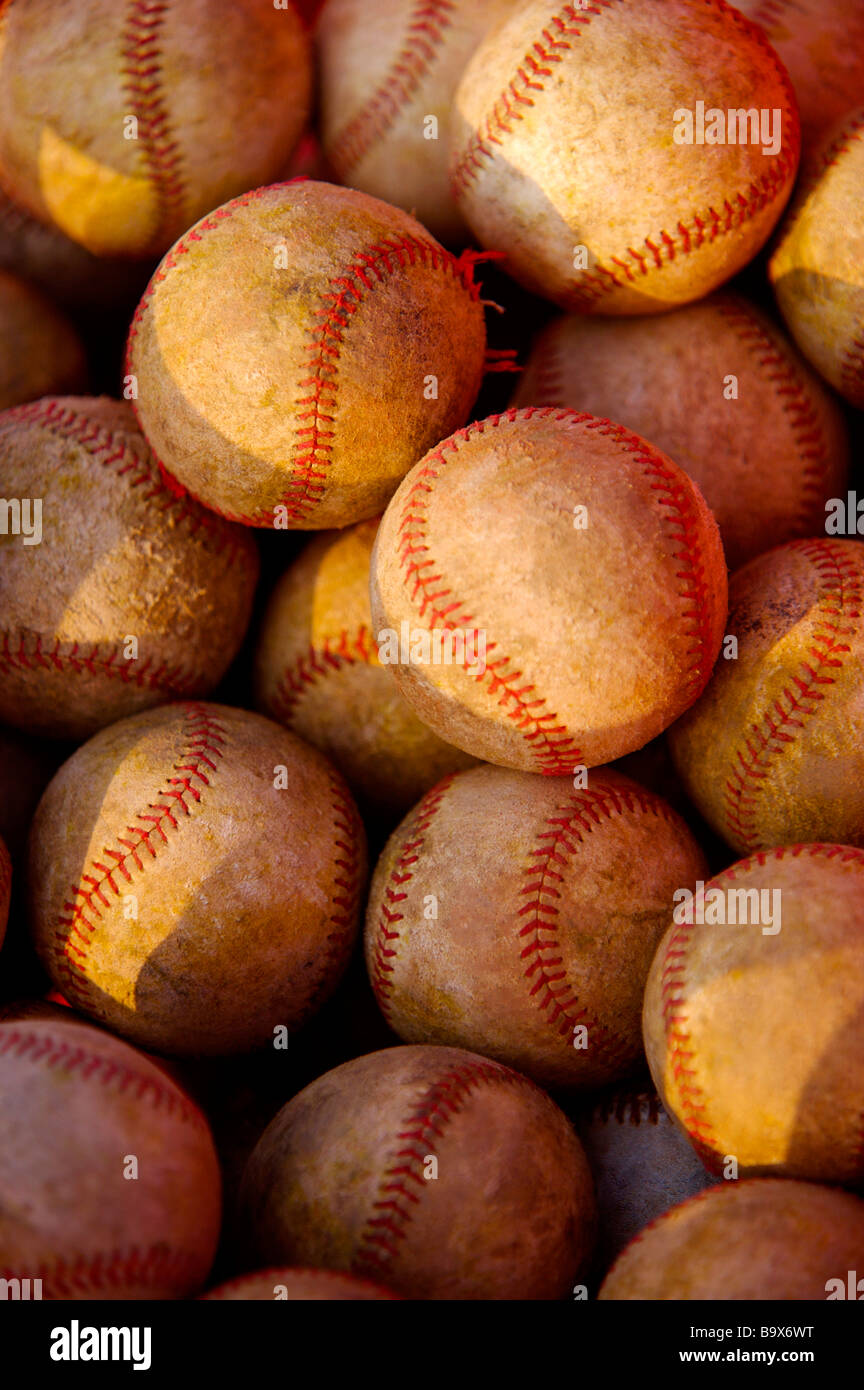 Used baseballs full frame Stock Photo - Alamy