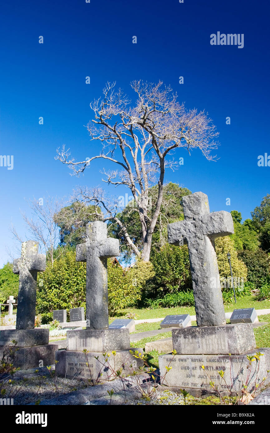 Old stone Grave in the shape of a cross at the Belvedere Church Knysna ...