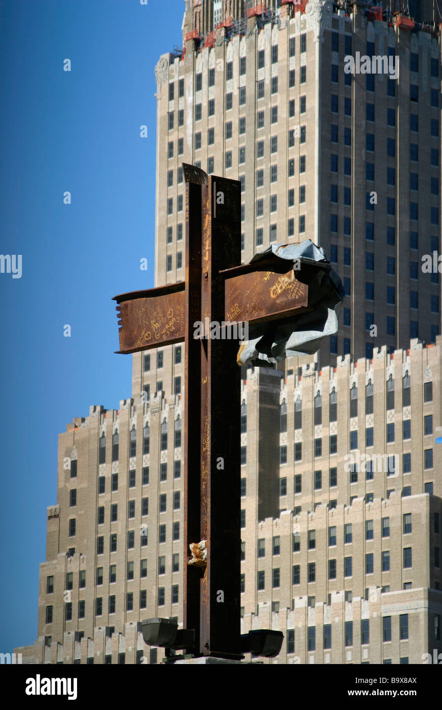 Remaining cross member from the World Trade Center ground zero in Lower ...
