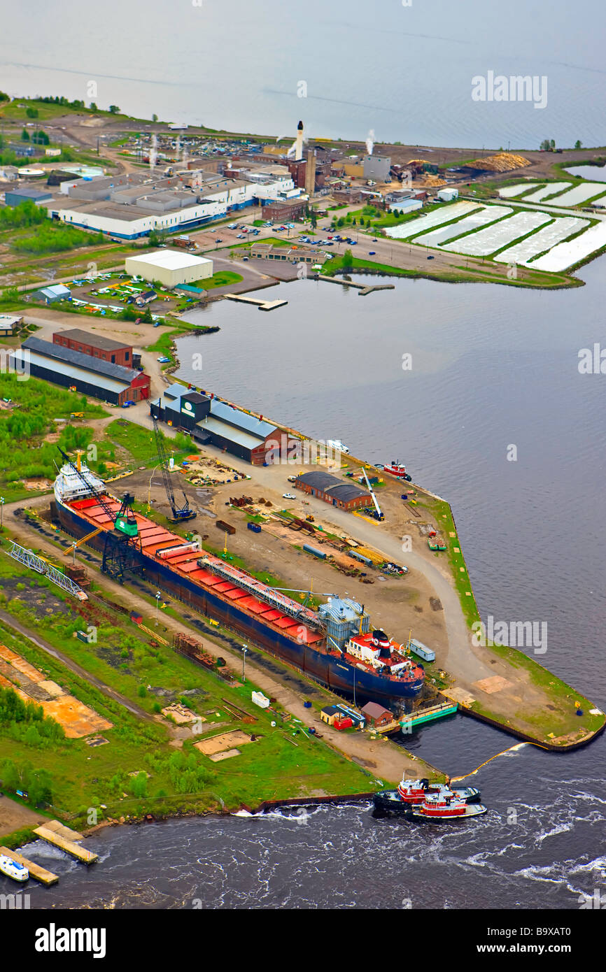 Large Freight ship in dry dock along the waterfront in the city of ...