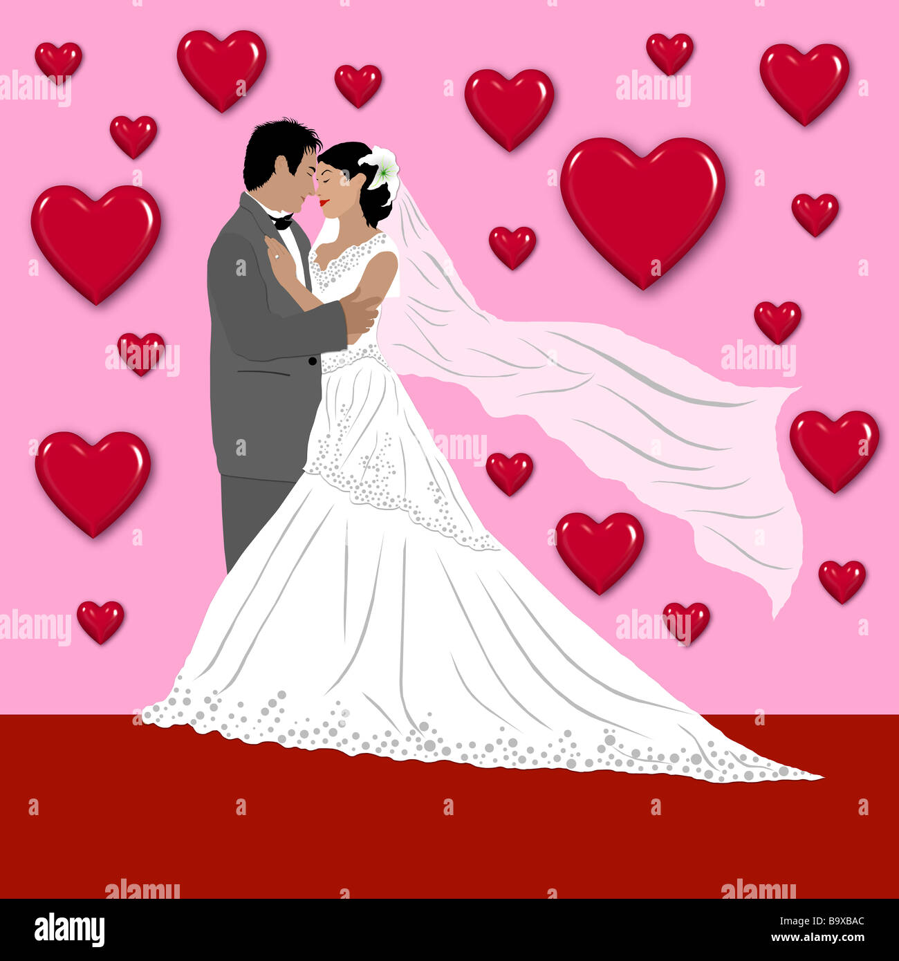 wedding couple with hearts Stock Photo - Alamy