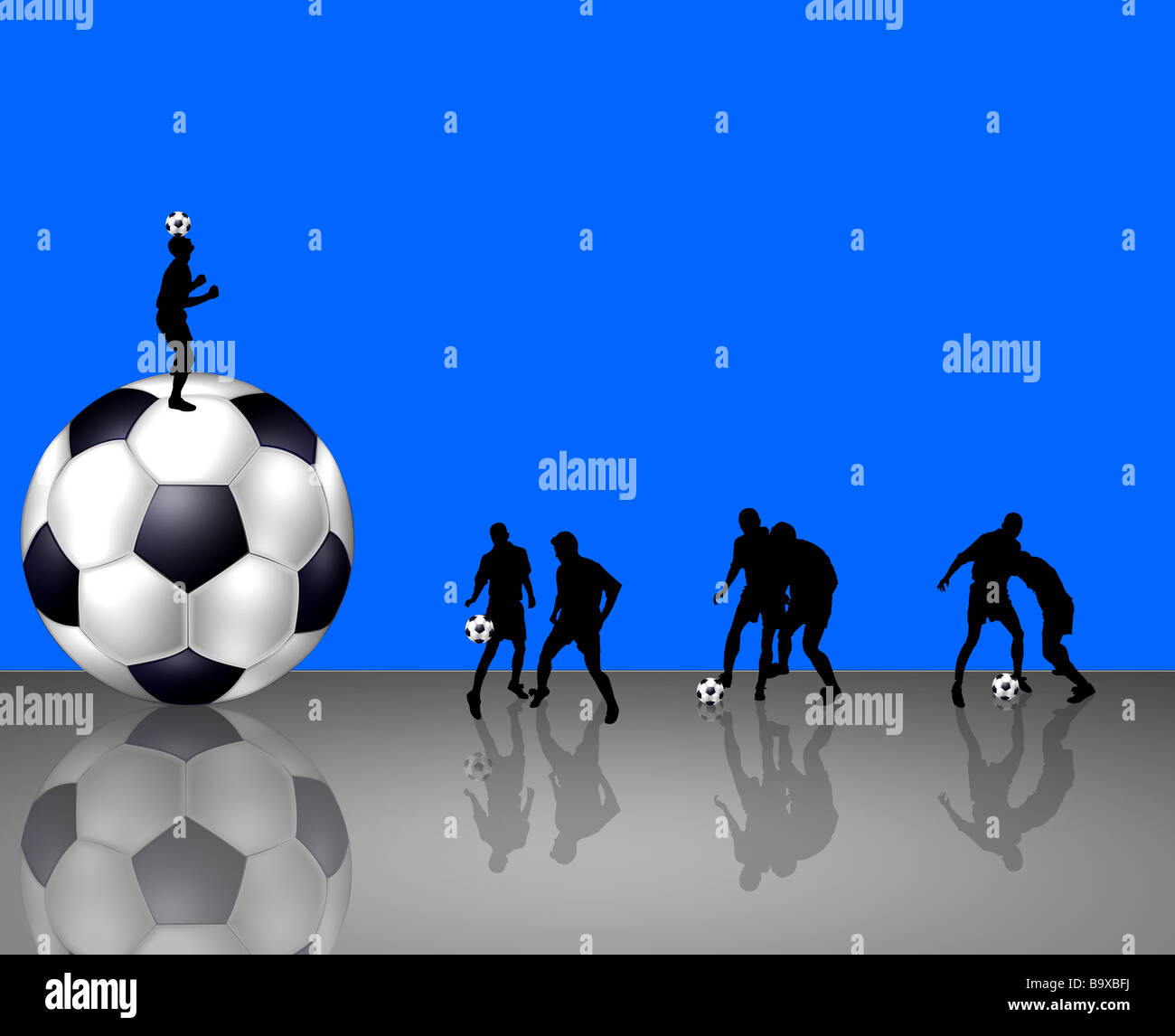 soccer players and a ball blue Stock Photo - Alamy