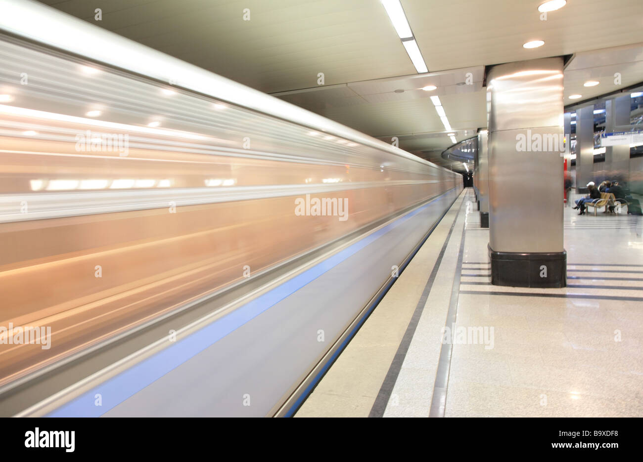 moving train on metro station Stock Photo - Alamy