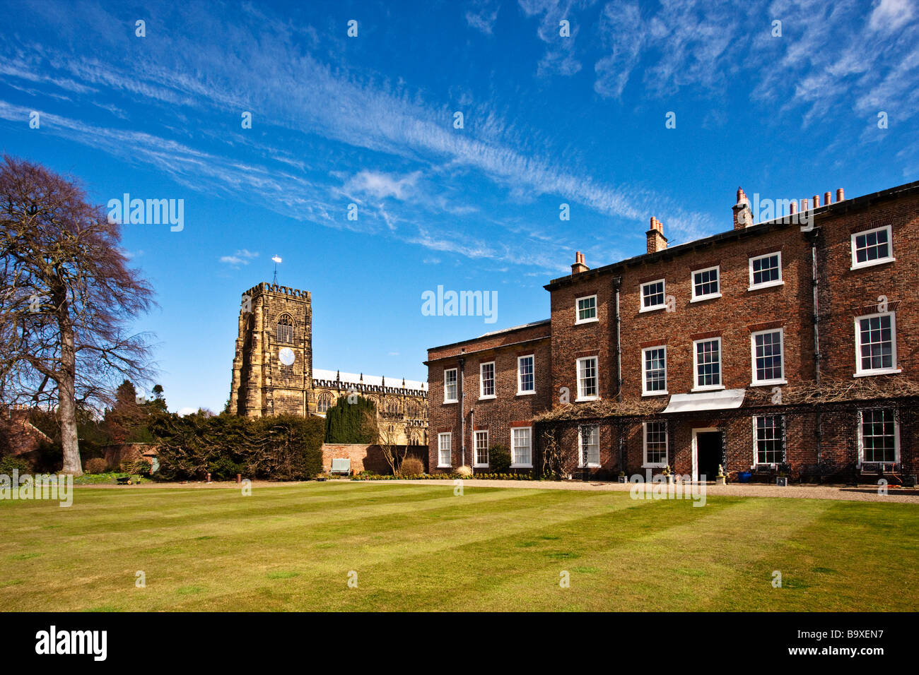 St Marys Parish Church and Thirsk Hall Thirsk North Yorkshire Stock ...