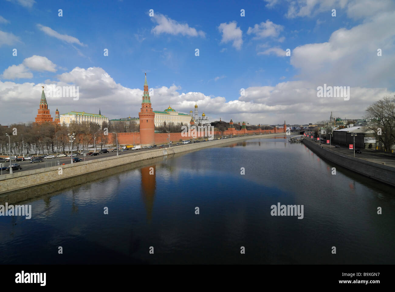 Moskva river embankment and Moscow Kremlin Moscow Russia Stock Photo ...