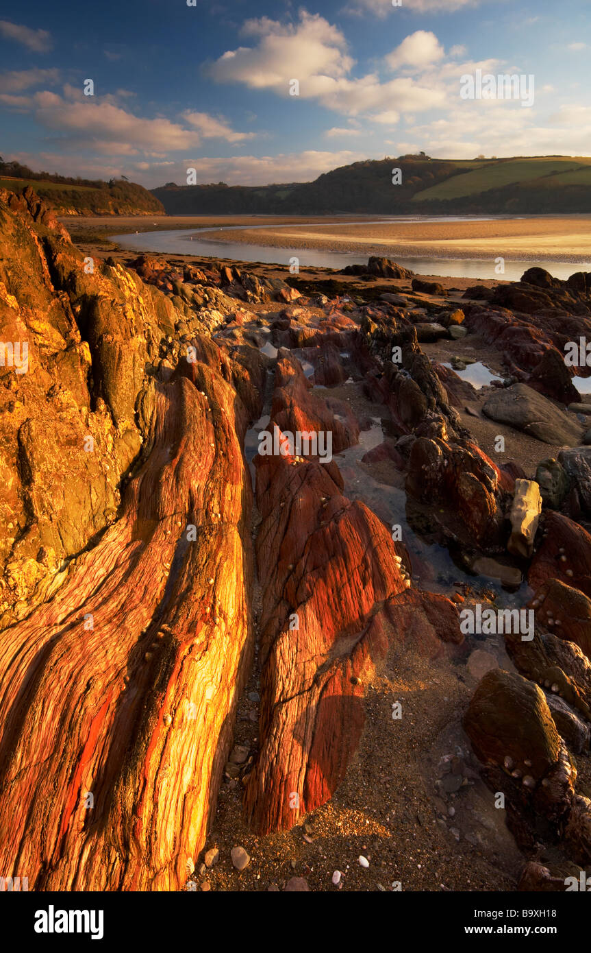 Dawn at Mothecombe beach Devon UK Stock Photo - Alamy