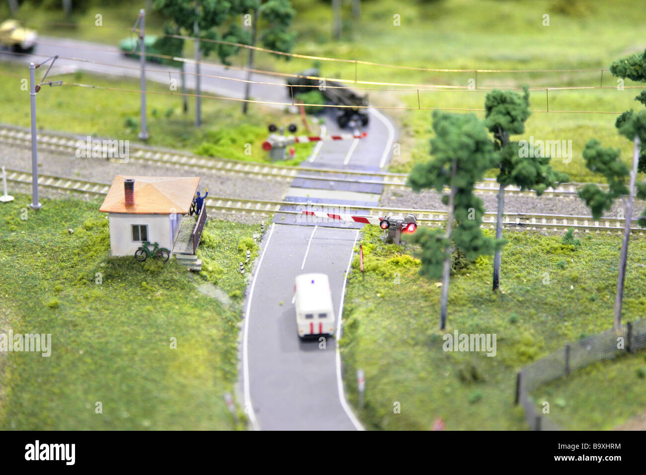 Railway crossing miniature Stock Photo - Alamy