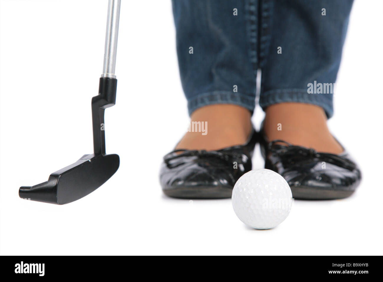 woman Feet, stick and ball for golf Stock Photo - Alamy