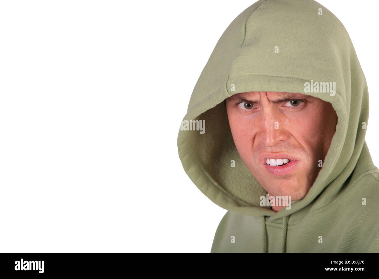 angry man in hood Stock Photo - Alamy