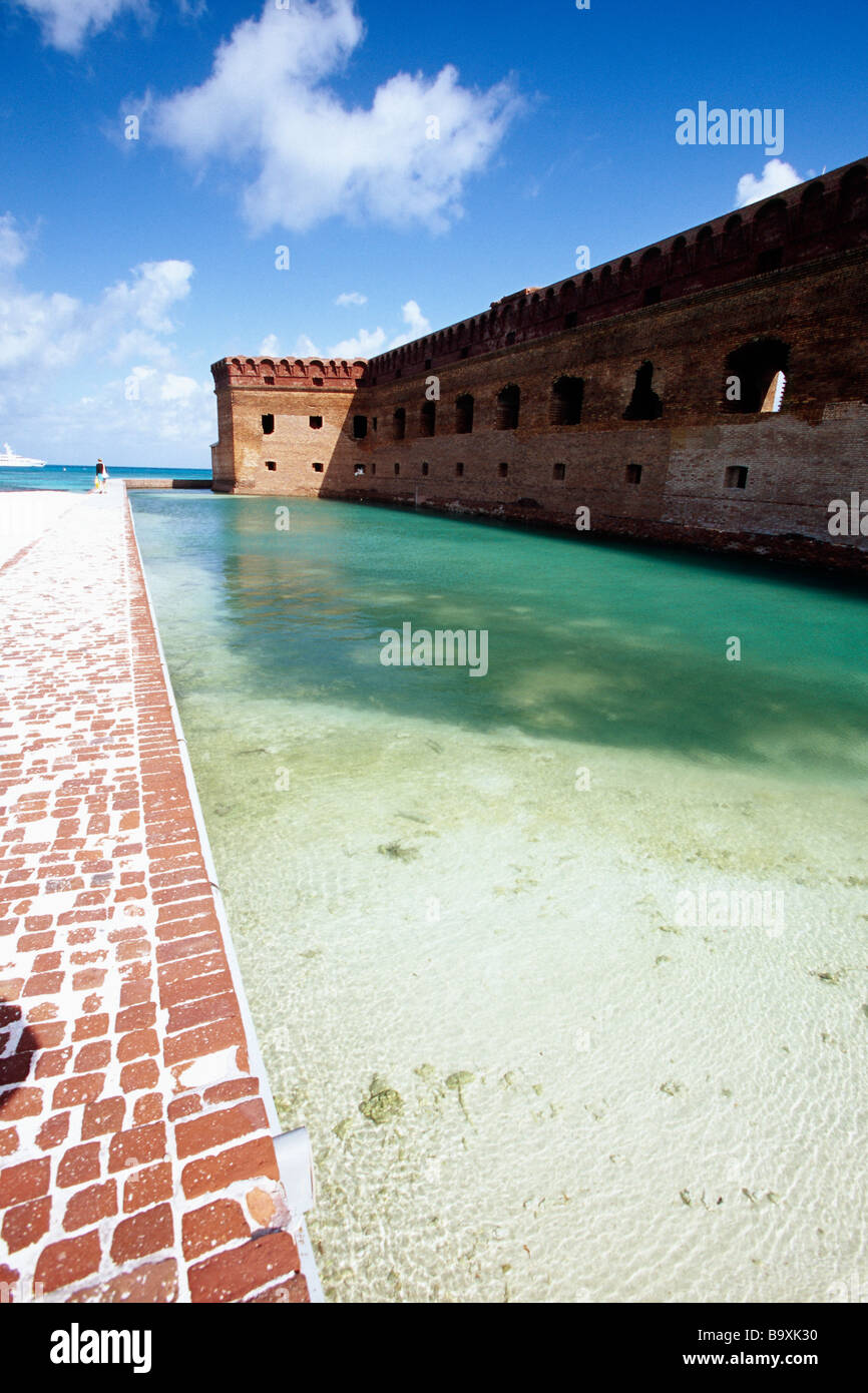 Vertical View of the Moat and Walls of a Brick Fort Fort Jefferson Dry ...