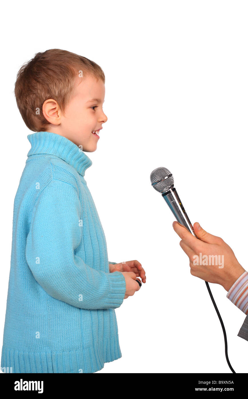 boy speaks into microphone Stock Photo - Alamy