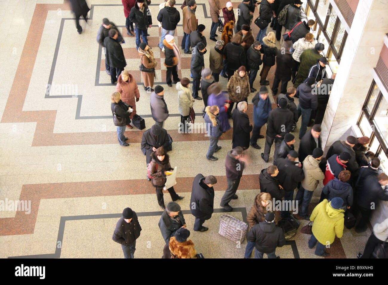 queue in ticket window top view Stock Photo - Alamy